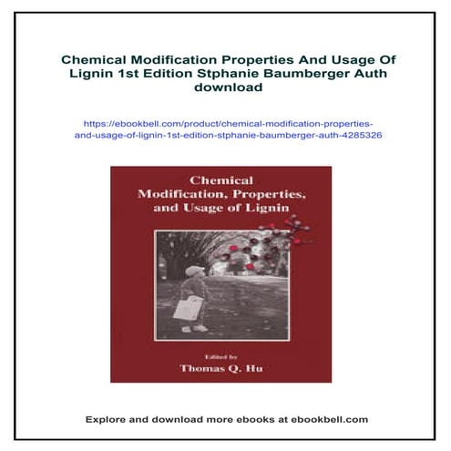 Chemical Modification Properties And Usage Of Lignin 1st Edition ...