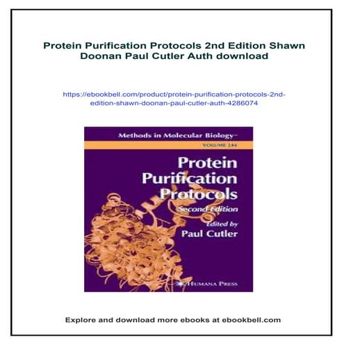 Protein Purification Protocols 2nd Edition Shawn Doonan Paul Cutler ...