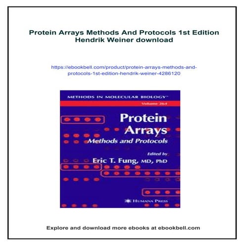 Protein Arrays Methods And Protocols 1st Edition Hendrik Weiner | PDF