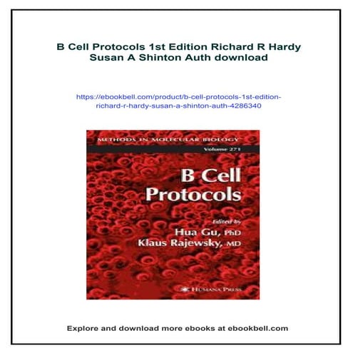 B Cell Protocols 1st Edition Richard R Hardy Susan A Shinton Auth | PDF