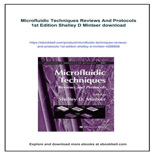 Microfluidic Techniques Reviews And Protocols 1st Edition Shelley D ...