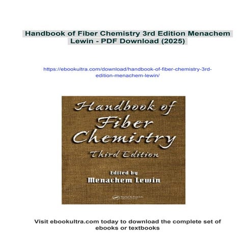 Handbook of Fiber Chemistry 3rd Edition Menachem Lewin | PDF