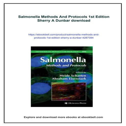 Salmonella Methods And Protocols 1st Edition Sherry A Dunbar | PDF