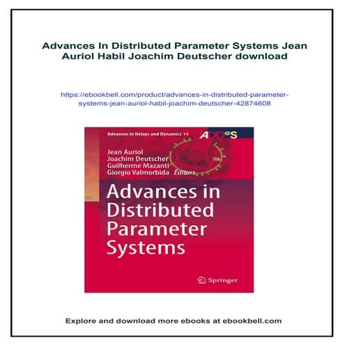 Advances In Distributed Parameter Systems Jean Auriol Habil Joachim Deutscher | PDF
