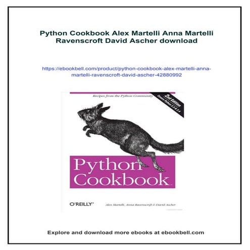 Python Cookbook Alex Martelli Anna Martelli Ravenscroft David Ascher | PDF