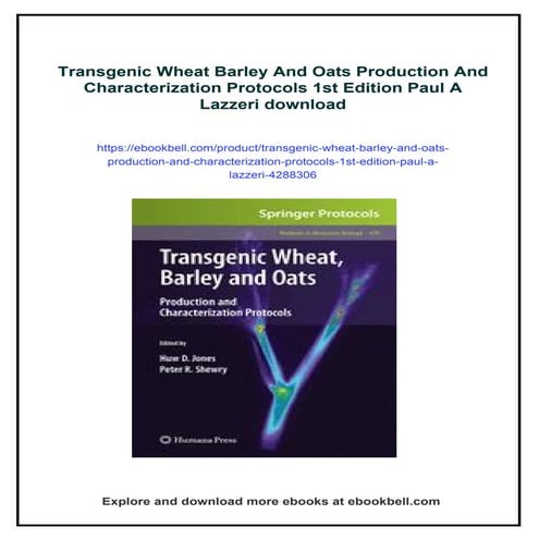 Transgenic Wheat Barley And Oats Production And Characterization ...