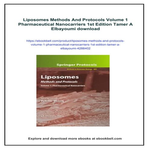 Liposomes Methods And Protocols Volume 1 Pharmaceutical Nanocarriers ...