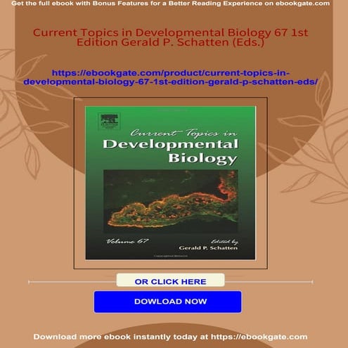 Current Topics in Developmental Biology 67 1st Edition Gerald P ...