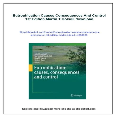 Eutrophication Causes Consequences And Control 1st Edition Martin T ...