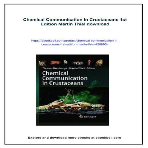 Chemical Communication In Crustaceans 1st Edition Martin Thiel | PDF