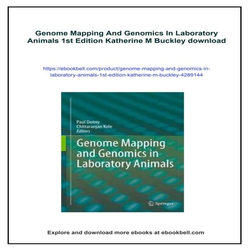 Genome Mapping And Genomics In Laboratory Animals 1st Edition Katherine ...