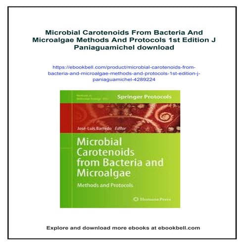 Microbial Carotenoids From Bacteria And Microalgae Methods And Protocols 1st Edition J ...
