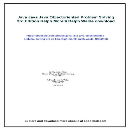 Java Java Java Objectoriented Problem Solving 3rd Edition Ralph Morelli
