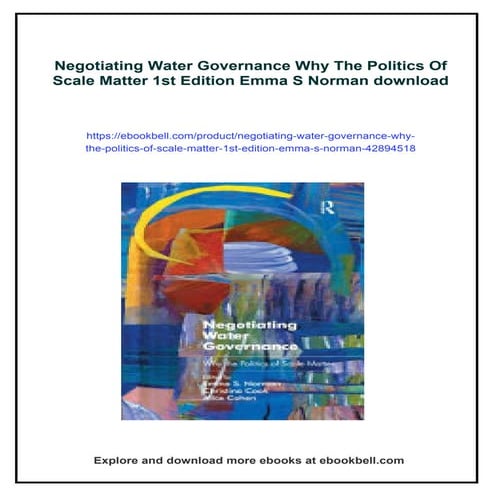 Negotiating Water Governance Why The Politics Of Scale Matter 1st ...