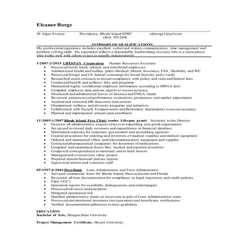EJB Resume 2016 | DOCX | Human Resources | Business