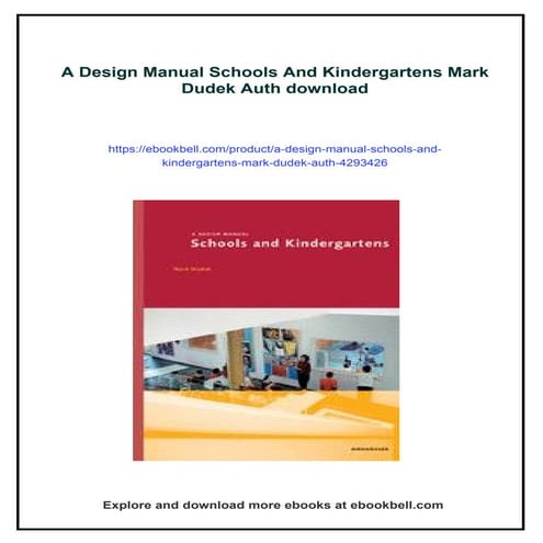 A Design Manual Schools And Kindergartens Mark Dudek Auth | PDF