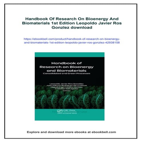 Handbook Of Research On Bioenergy And Biomaterials 1st Edition Leopoldo ...