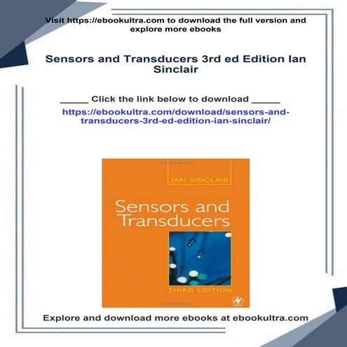 Sensors and Transducers 3rd ed Edition Ian Sinclair | PDF