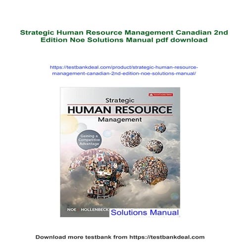 Strategic Human Resource Management Canadian 2nd Edition Noe Solutions ...