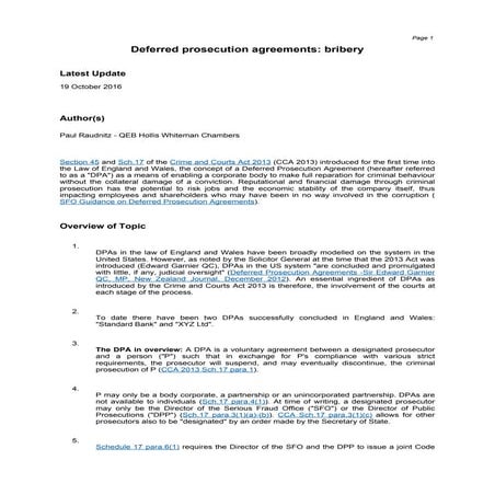 Westlaw Insight (Deferred Prosecution Agreements) | PDF