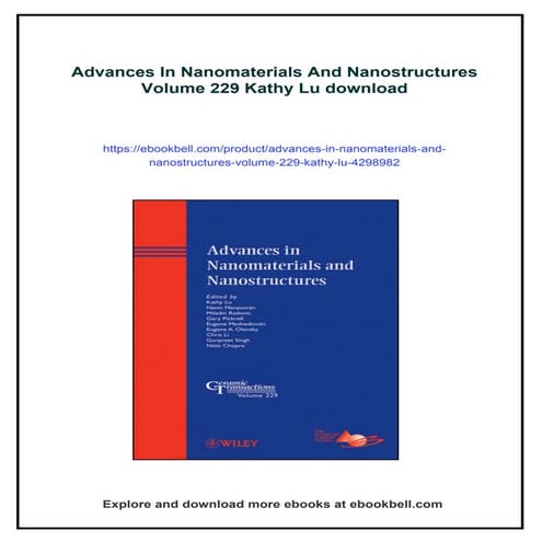 Advances In Nanomaterials And Nanostructures Volume 229 Kathy Lu | PDF