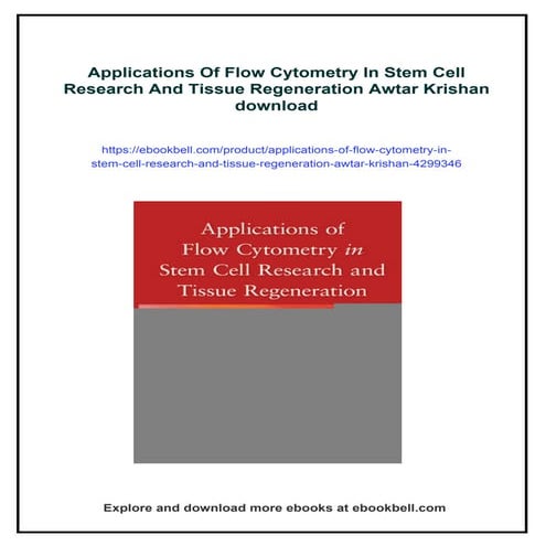 Applications Of Flow Cytometry In Stem Cell Research And Tissue ...