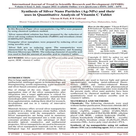 Synthesis of Silver Nano Particles Ag NPs and their uses in ...