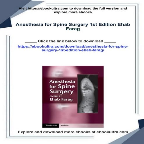 Anesthesia for Spine Surgery 1st Edition Ehab Farag | PDF