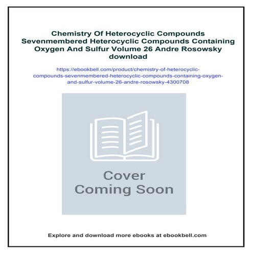 Chemistry Of Heterocyclic Compounds Sevenmembered Heterocyclic ...