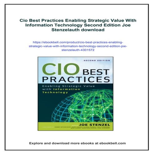 Cio Best Practices Enabling Strategic Value With Information Technology ...