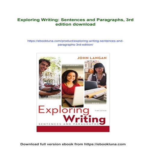 Exploring Writing: Sentences and Paragraphs, 3rd edition | PDF