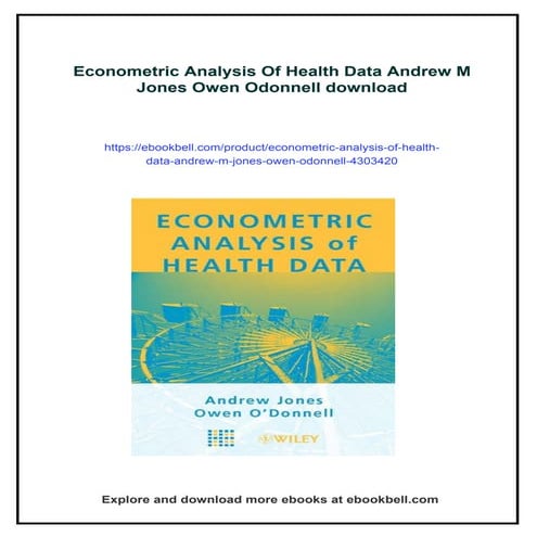 Econometric Analysis Of Health Data Andrew M Jones Owen Odonnell | PDF