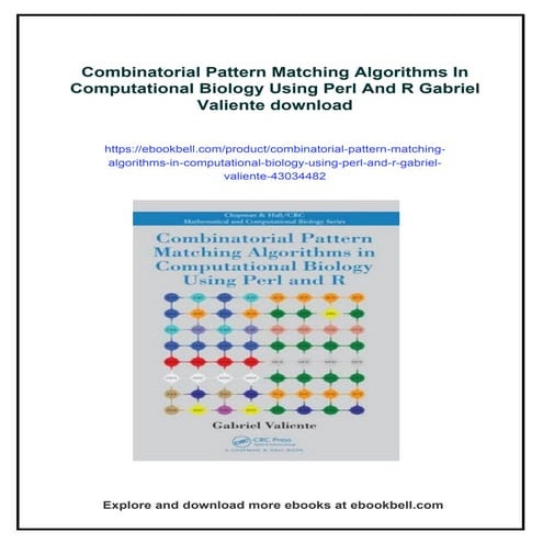 Combinatorial Pattern Matching Algorithms In Computational Biology Using Perl And R Gabriel ...