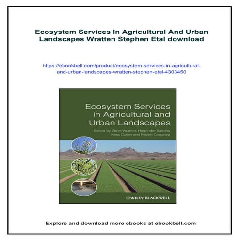 Ecosystem Services In Agricultural And Urban Landscapes Wratten Stephen ...