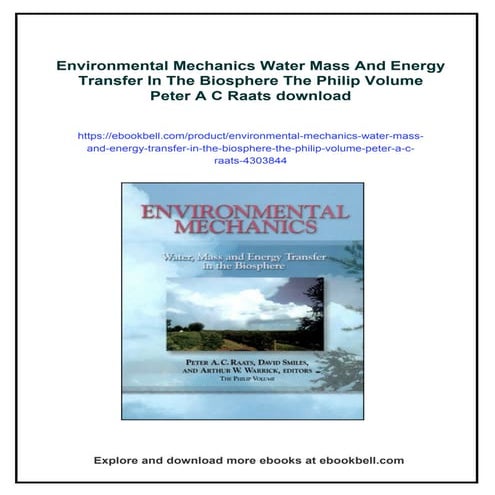 Environmental Mechanics Water Mass And Energy Transfer In The Biosphere ...