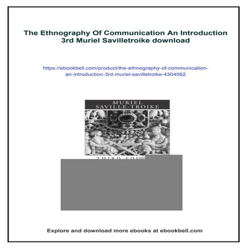 The Ethnography Of Communication An Introduction 3rd Muriel ...