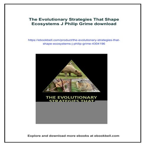 The Evolutionary Strategies That Shape Ecosystems J Philip Grime | PDF