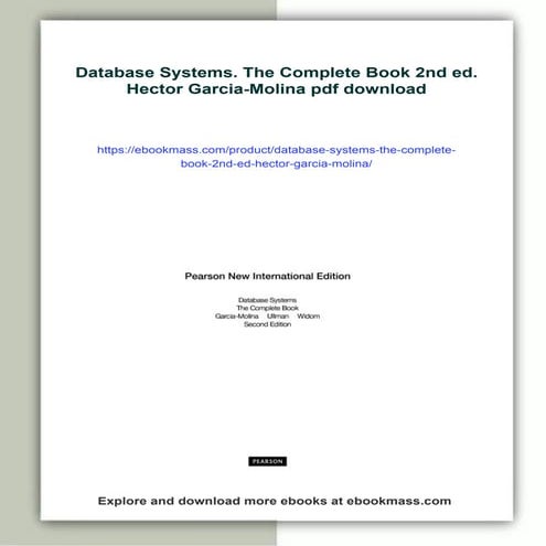 Database Systems. The Complete Book 2nd ed. Hector Garcia-Molina | PDF