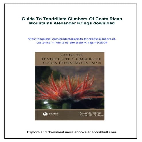 Guide To Tendrillate Climbers Of Costa Rican Mountains Alexander Krings ...