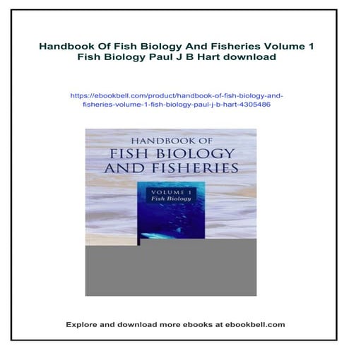 Handbook Of Fish Biology And Fisheries Volume 1 Fish Biology Paul J B ...