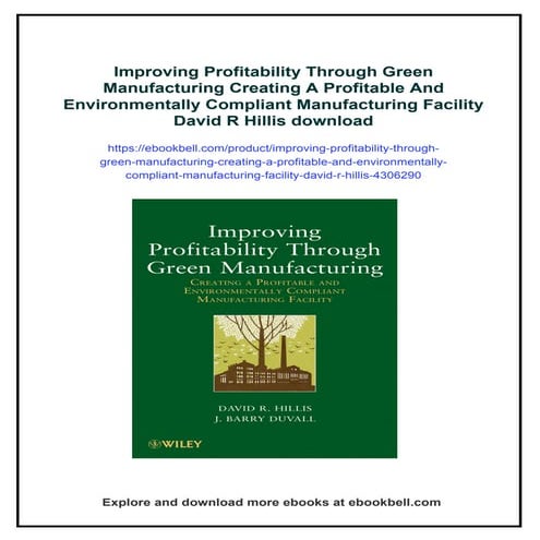 Improving Profitability Through Green Manufacturing Creating A ...