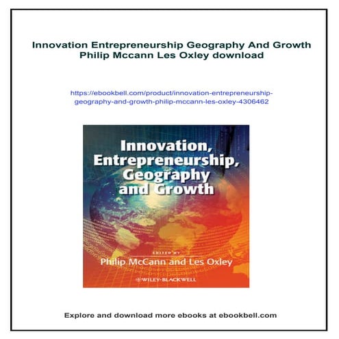 Innovation Entrepreneurship Geography And Growth Philip Mccann Les ...
