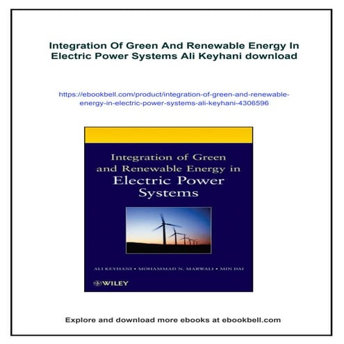 Integration Of Green And Renewable Energy In Electric Power Systems Ali ...