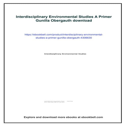 Interdisciplinary Environmental Studies A Primer Gunilla Obergauth | PDF