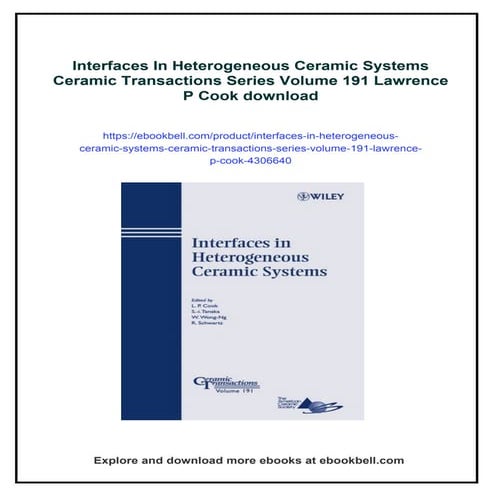 Interfaces In Heterogeneous Ceramic Systems Ceramic Transactions Series ...