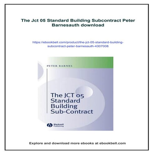 The Jct 05 Standard Building Subcontract Peter Barnesauth | PDF