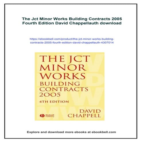 The Jct Minor Works Building Contracts 2005 Fourth Edition David ...