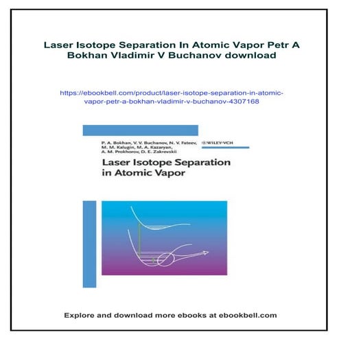 Laser Isotope Separation In Atomic Vapor Petr A Bokhan Vladimir V ...