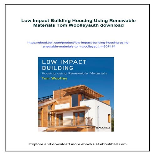 Low Impact Building Housing Using Renewable Materials Tom Woolleyauth | PDF