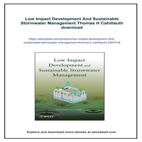 Low Impact Development And Sustainable Stormwater Management Thomas H Cahillauth | PDF